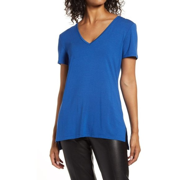 Halogen | Tops | Halogen Vneck Tunic Tshirt Size Large Blue Monaco ...